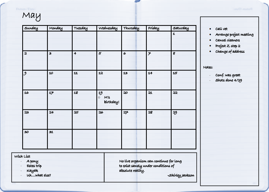 Monthly Spread: The Calendar - Basic Bullet Journal